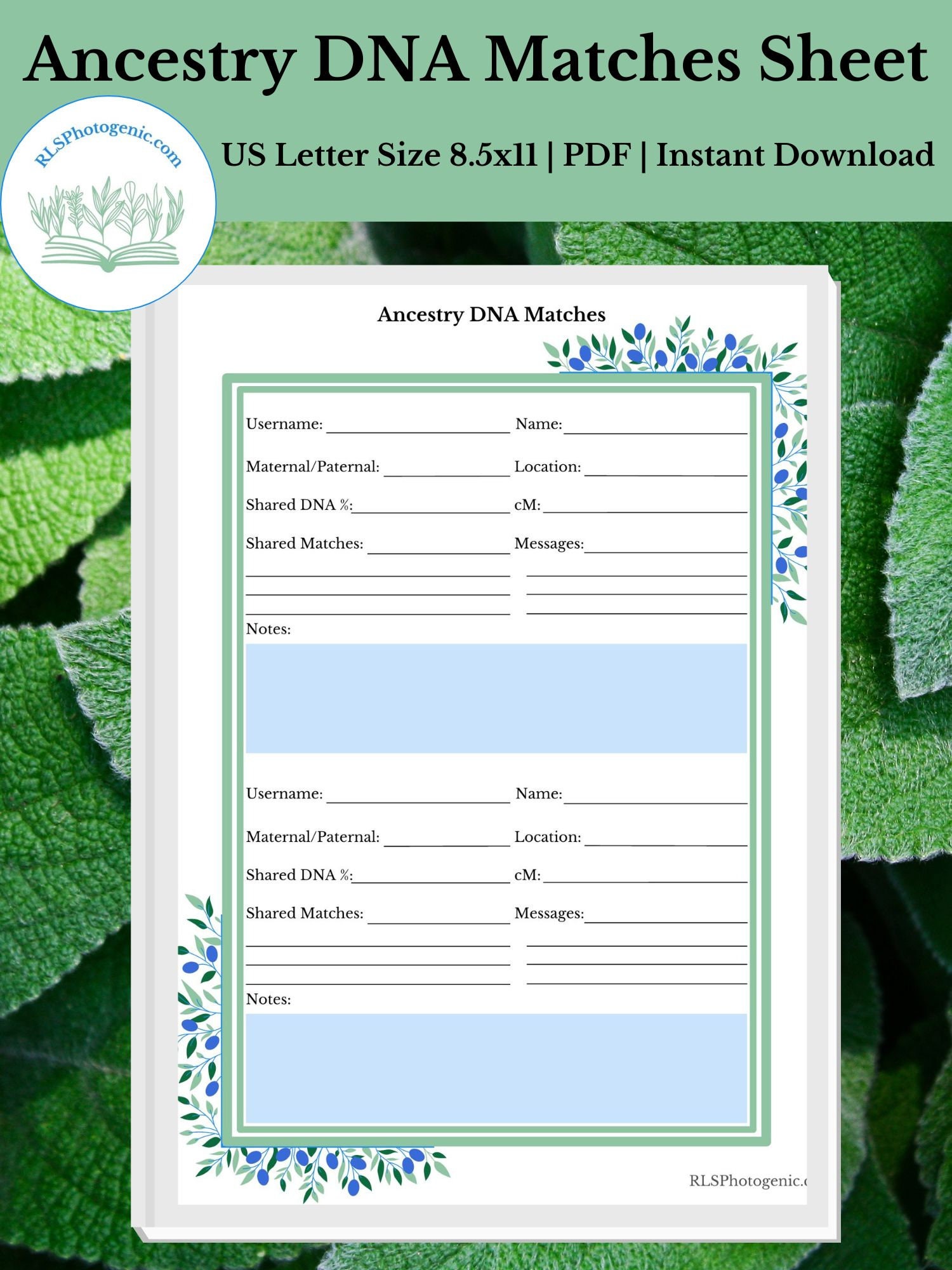 Ancestry DNA Matches Template Family History Sheet Genetic Genealogy ...