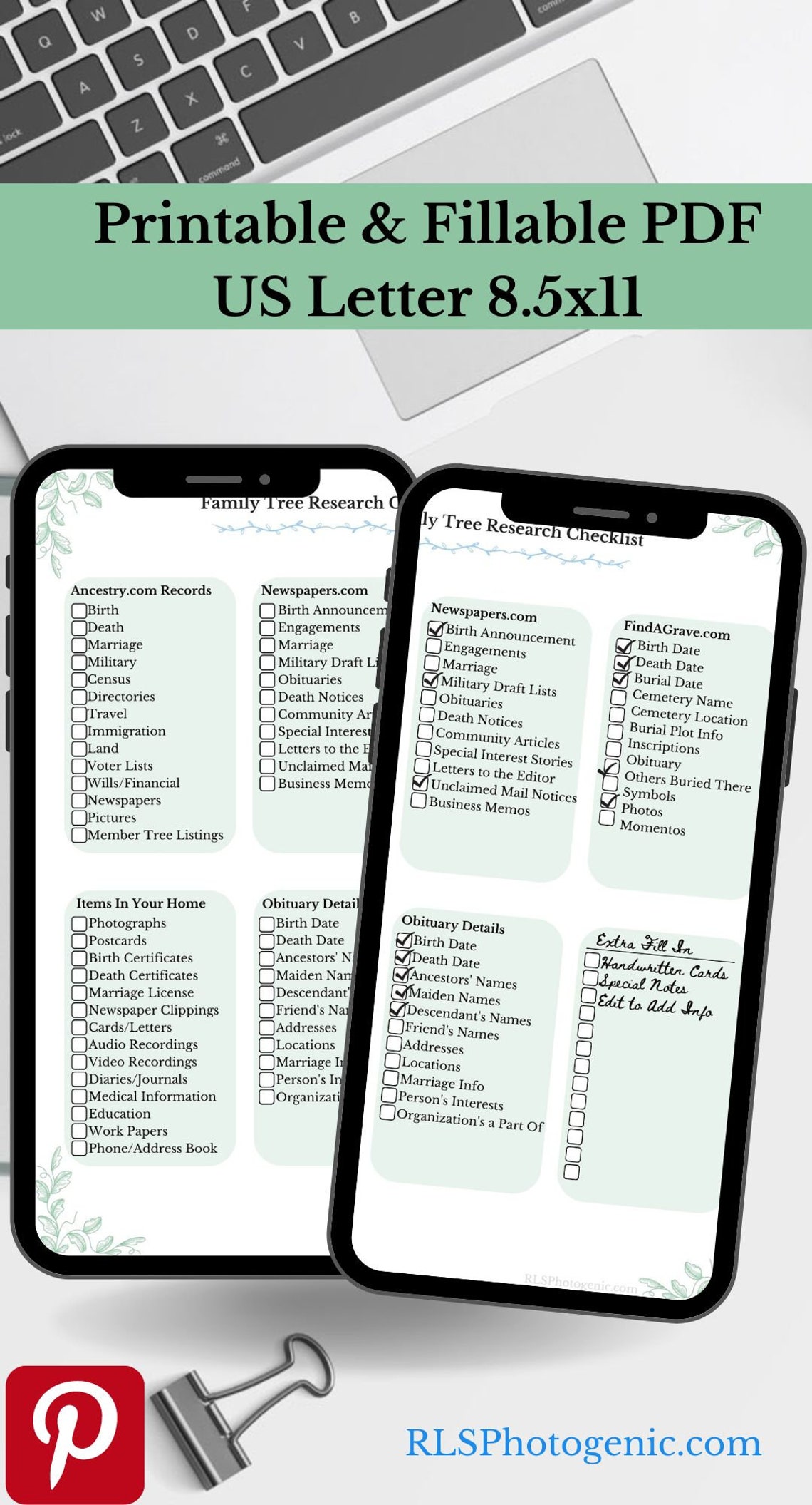 Family Tree Research Checklist Genealogy Printable Worksheet Ancestry ...