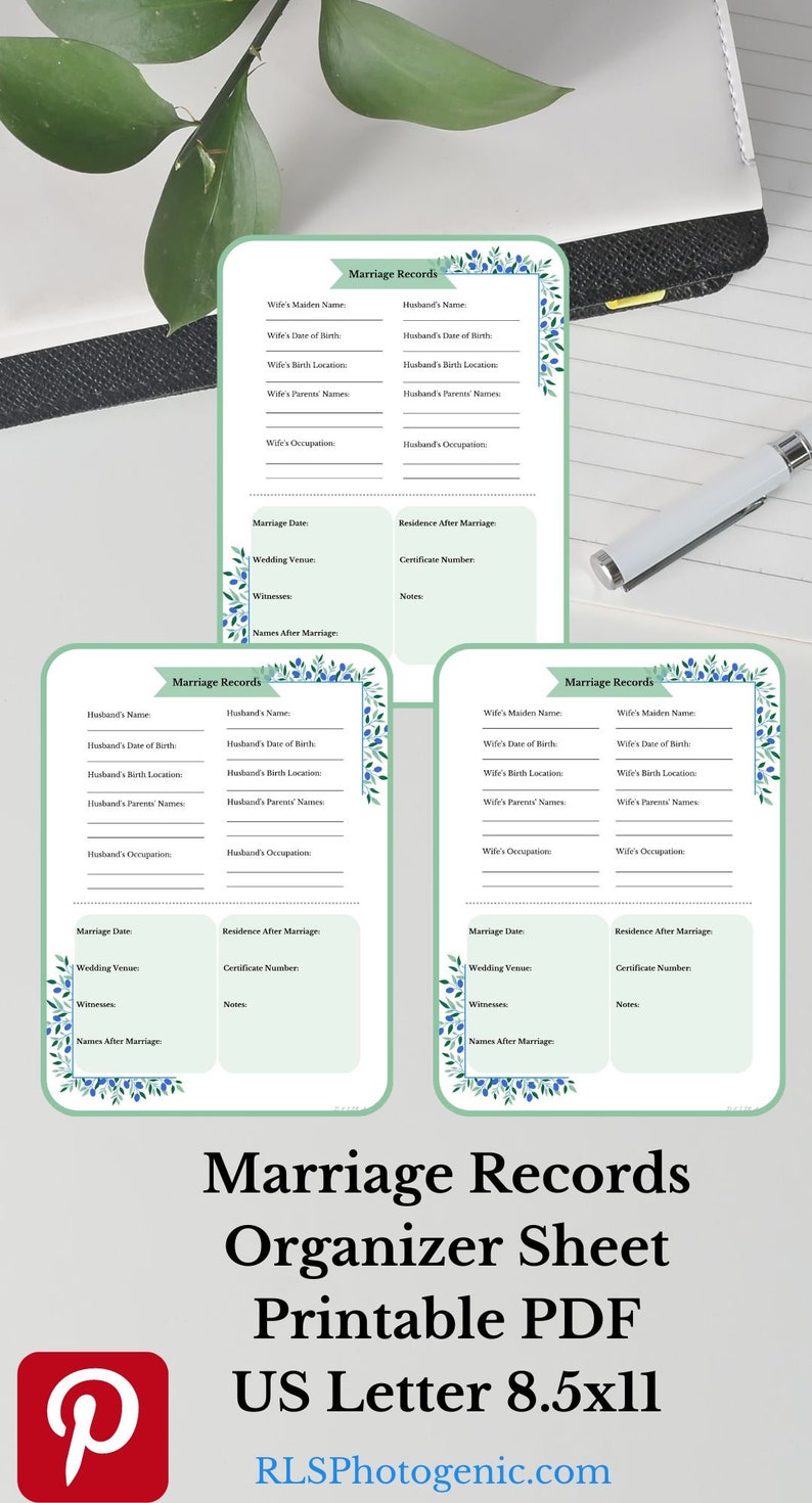 Marriage Records Printable Fillable Sheets Family Tree Ancestry ...