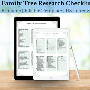 Family Tree Research Checklist Genealogy Printable Worksheet Ancestry ...