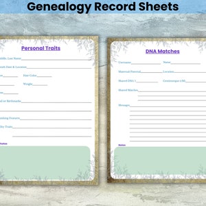 Genealogy Record Sheets Family Tree Research Ancestry Printable ...