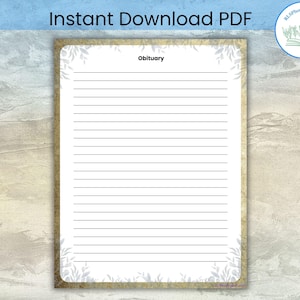 Printable Obituary Template | How to Write Obit Guide | Death Notice ...