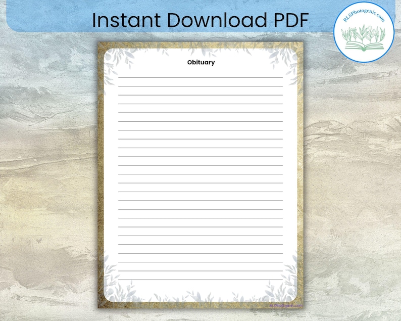 Printable Obituary Template | How to Write Obit Guide | Death Notice ...