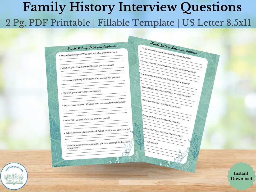 Family History Interview Questions Ancestry Research Sheet - Etsy