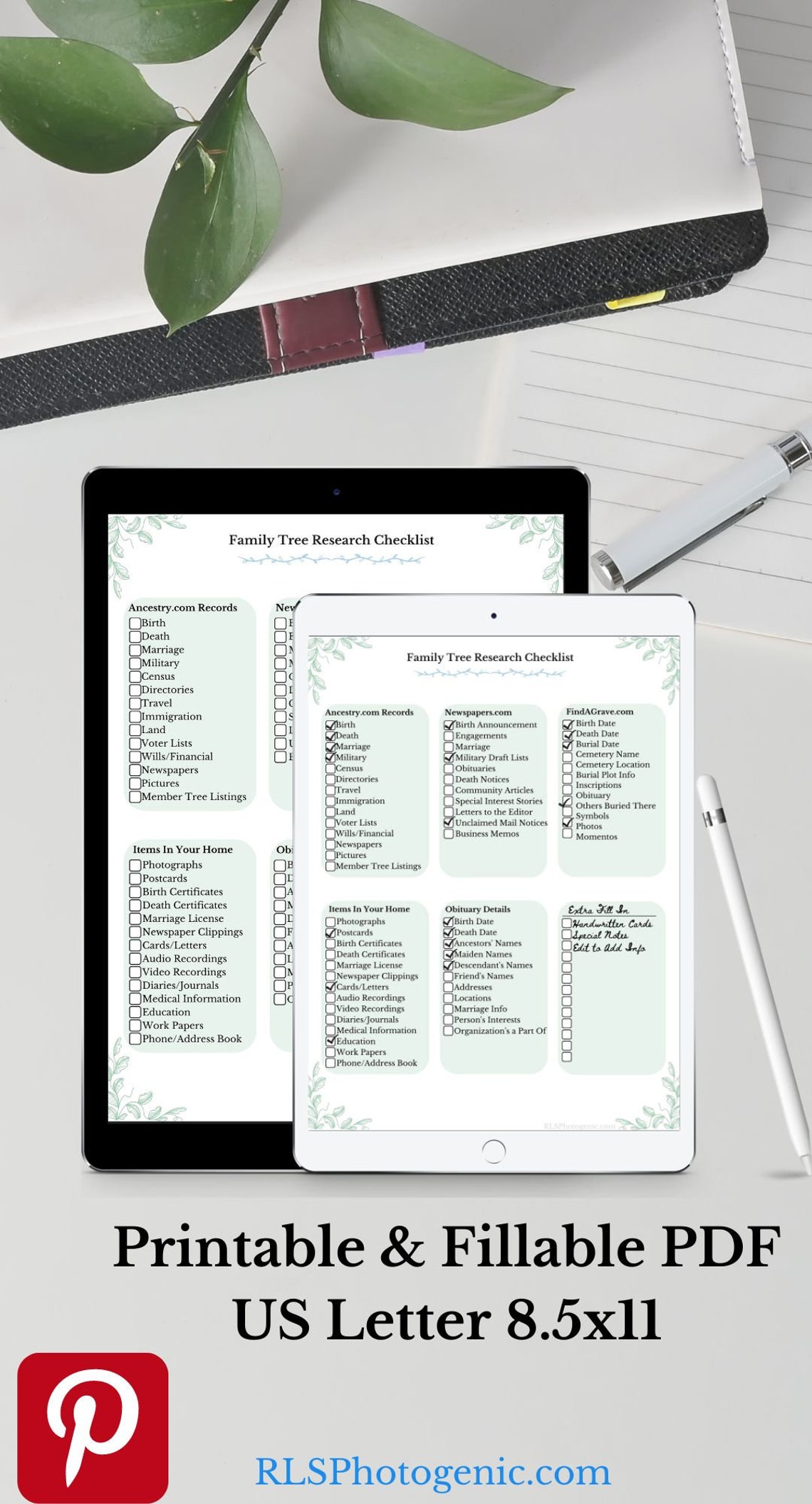 Family Tree Research Checklist Genealogy Printable Worksheet Ancestry ...