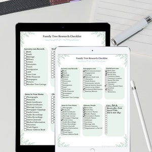 Family Tree Research Checklist Genealogy Printable Worksheet Ancestry ...