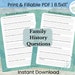 Family History Interview Questions | Ancestry Research Sheet | Family ...