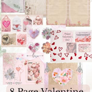 Valentine's Day Junk Journal Ephemera | Printable Craft Scrapbook Paper ...