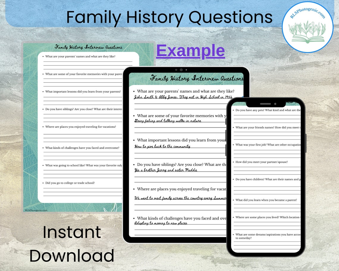 Family History Interview Questions | Ancestry Research Sheet | Family ...