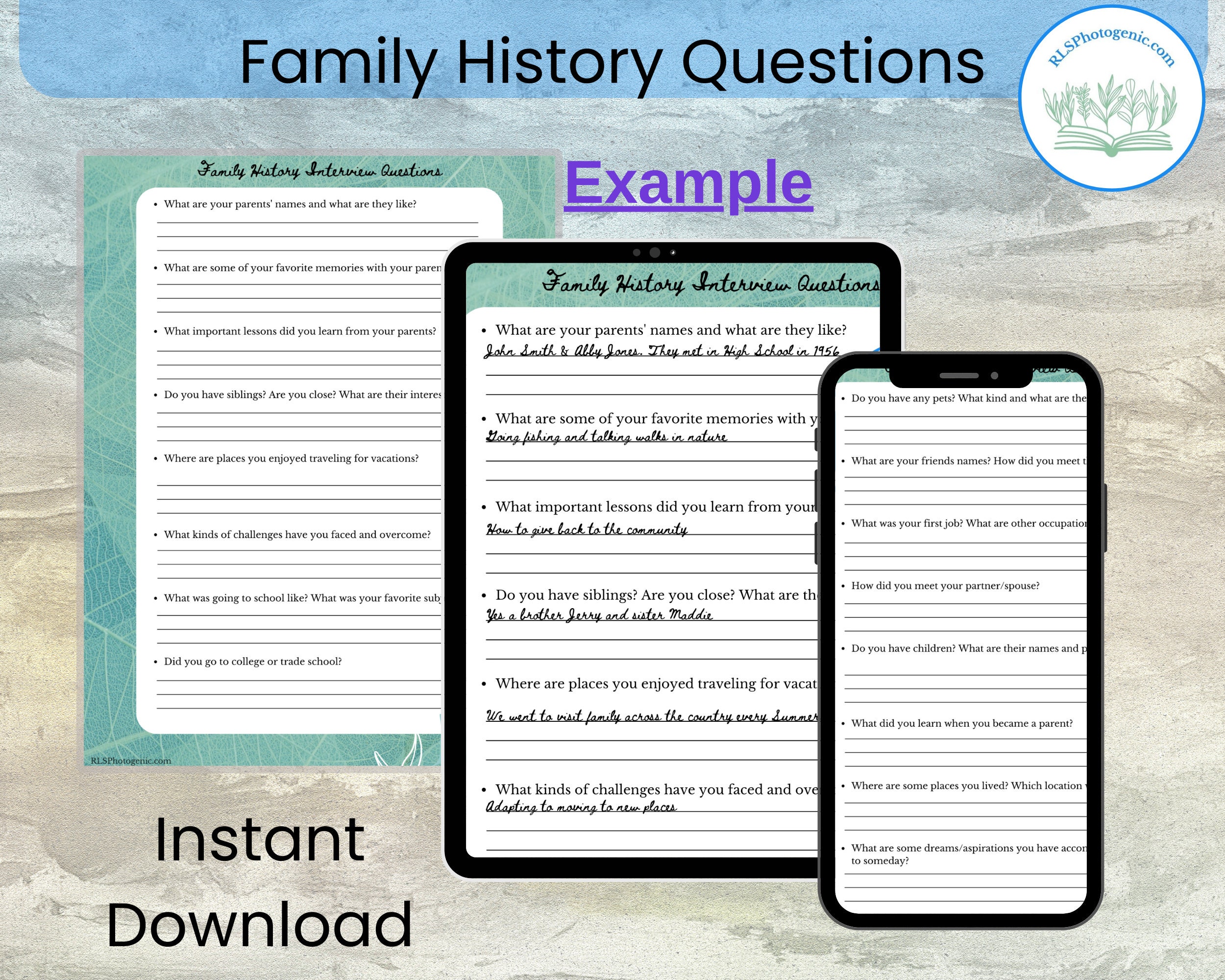 Family History Interview Questions | Ancestry Research Sheet | Family ...