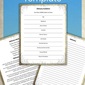 Printable Obituary Template | How to Write Obit Guide | Death Notice ...