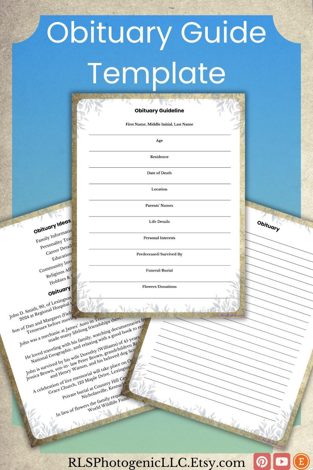 Printable Obituary Template | How to Write Obit Guide | Death Notice ...