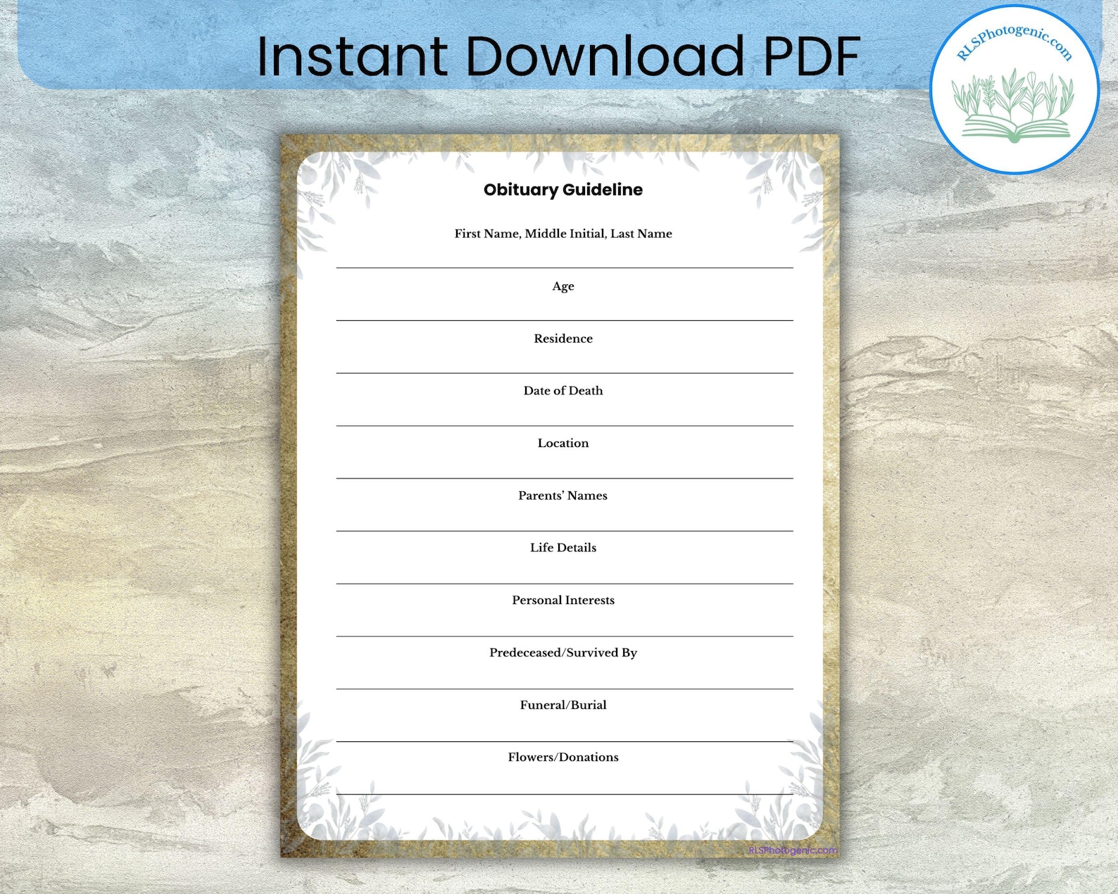 Printable Obituary Template | How to Write Obit Guide | Death Notice ...