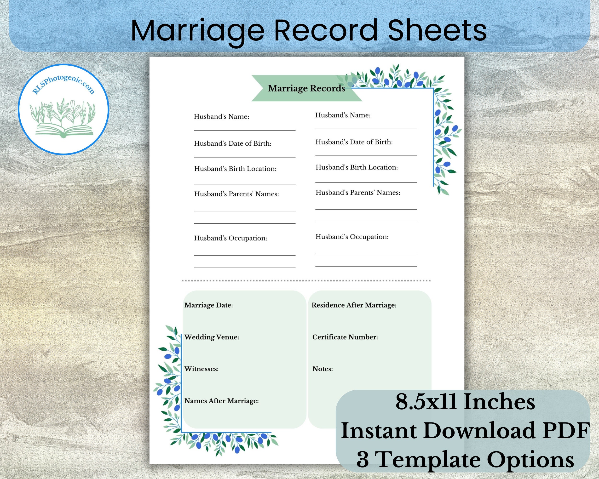 Marriage Records Printable Fillable Sheets | Family Tree | Ancestry ...