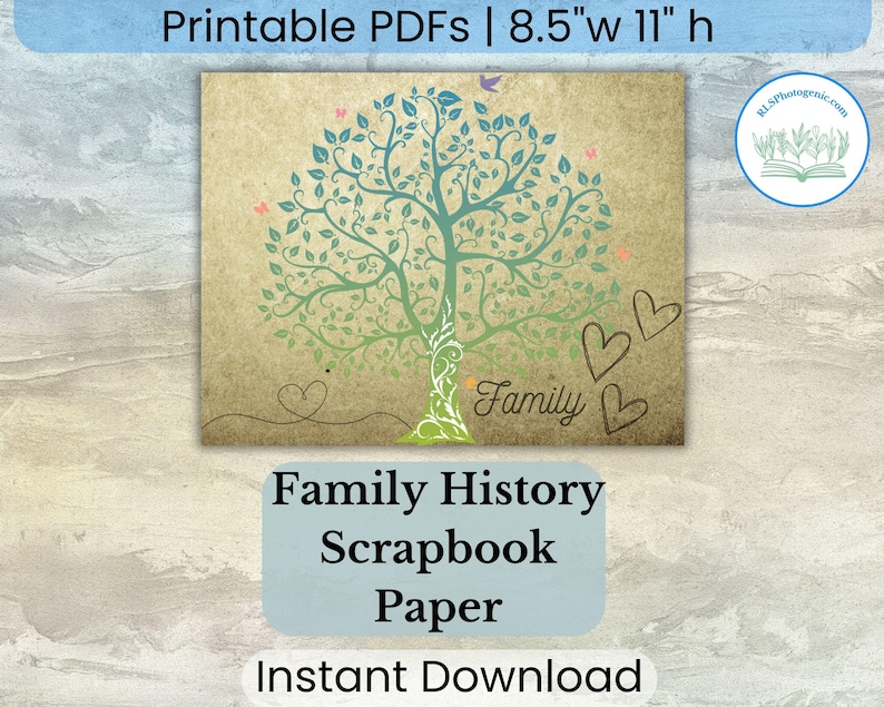 Family Tree Scrapbook Paper | Genealogist Gift | Junk Journal Ancestry ...