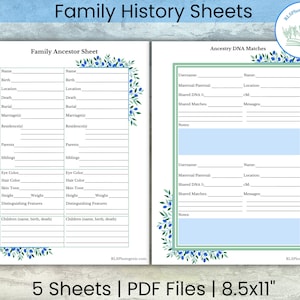 Family History Printable Sheets | Family Tree Ancestry Forms | Genealogy Record Sheets ...