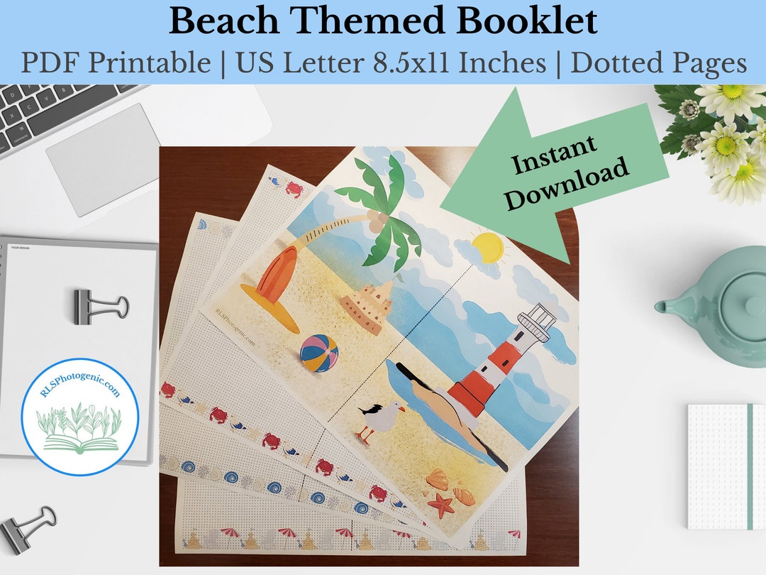 Beach Themed Printable Booklet | Vacation Journal | Dotted Pages - Etsy
