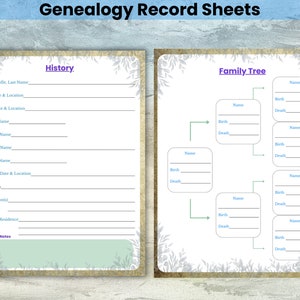 Genealogy Record Sheets Family Tree Research Ancestry Printable ...