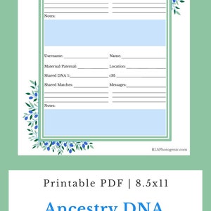 Ancestry DNA Matches Template | Family History Sheet | Genetic ...