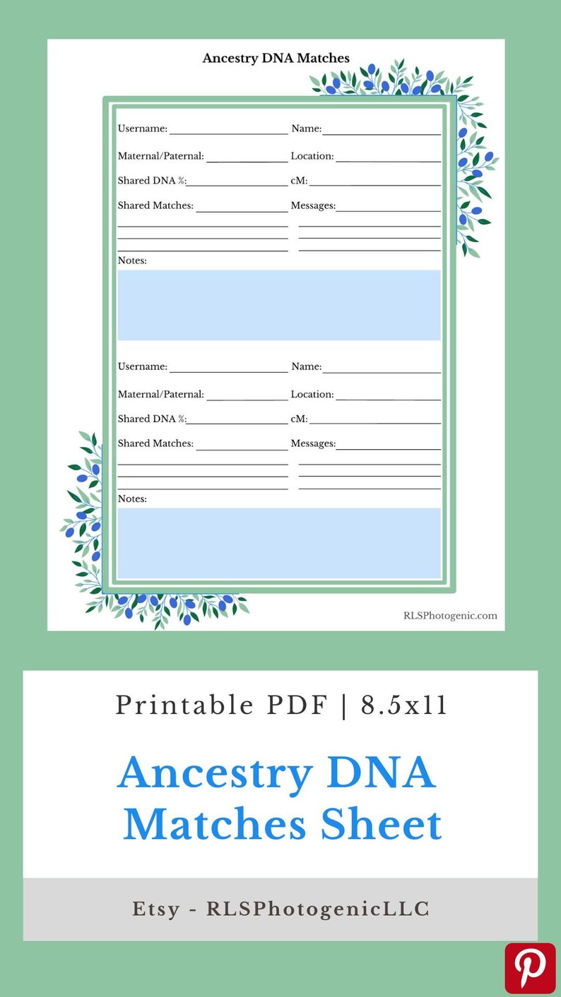 Ancestry DNA Matches Template | Family History Sheet | Genetic ...