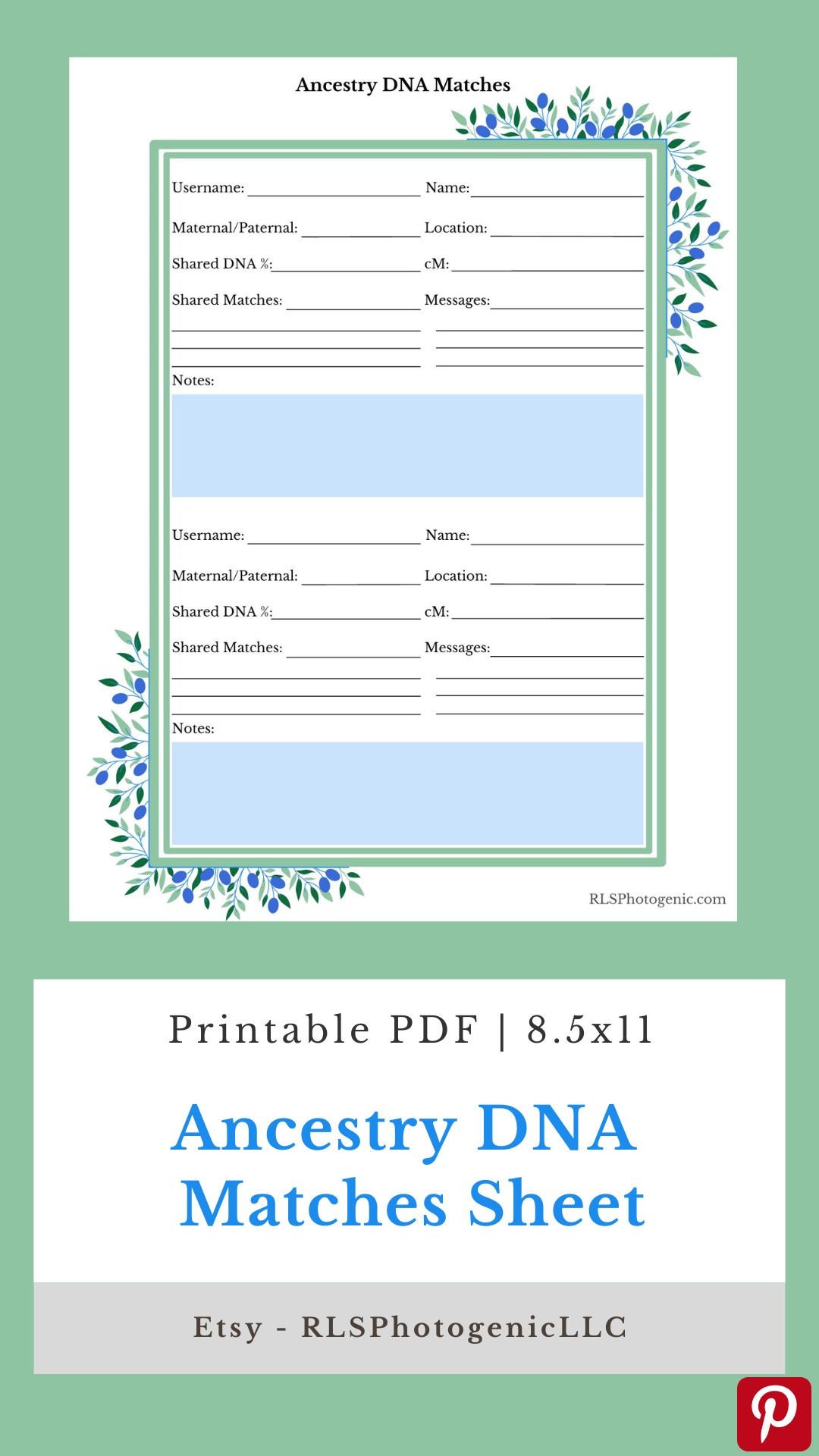 Ancestry DNA Matches Template | Family History Sheet | Genetic ...