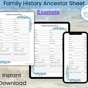 Family Tree Ancestry Sheet | Genealogy Forms Printable Fillable ...