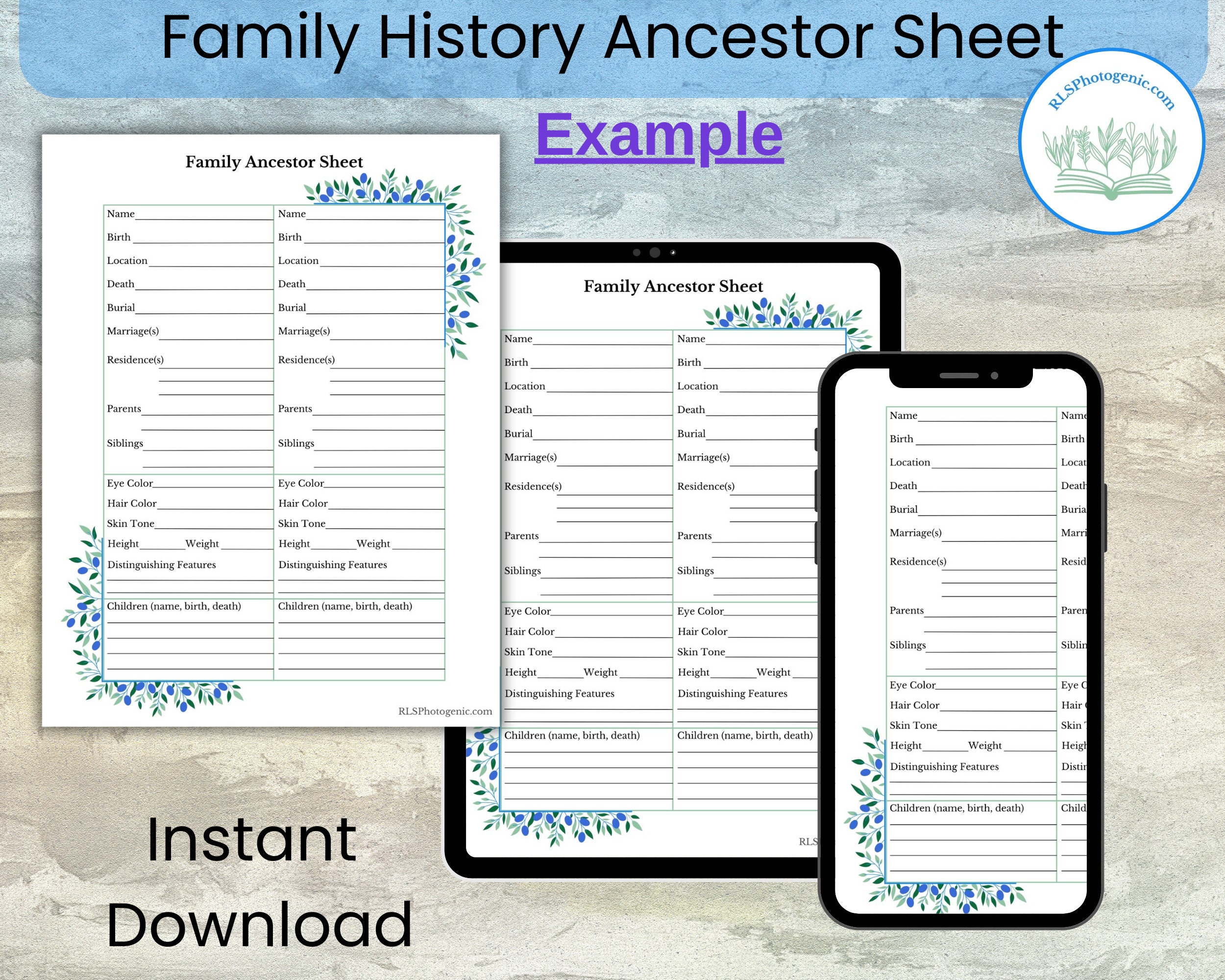 Family Tree Ancestry Sheet Genealogy Forms Printable Fillable Family ...