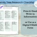 Family Tree Research Checklist Genealogy Printable Worksheet Ancestor ...