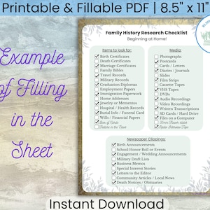 Family Tree Research, Begin at Home Checklist | Printable Genealogy ...