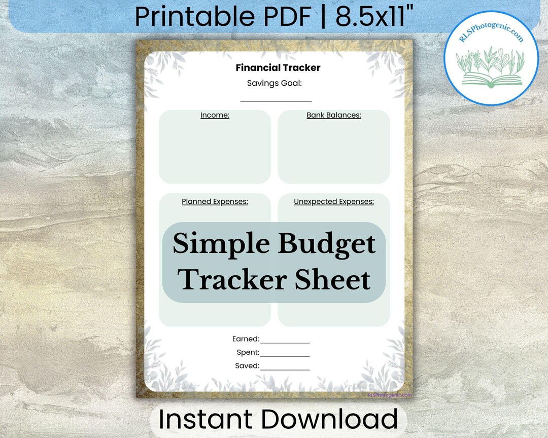 Simple Financial Planner Sheet | Printable Spending Tracker | Income ...