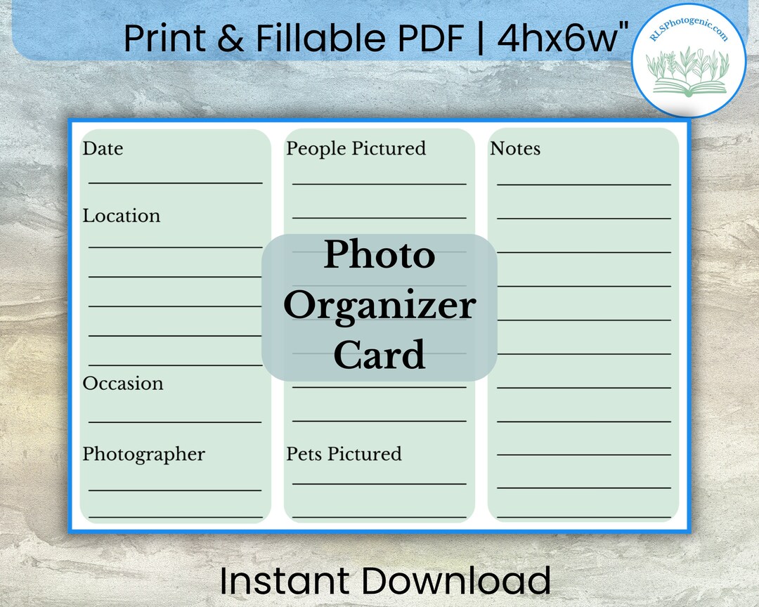 Photograph Organizer Card | Photo Box Divider Cards | Picture Labels ...
