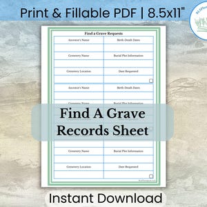 Find a Grave Requests Organizer | Cemetery Records | Family Tree ...