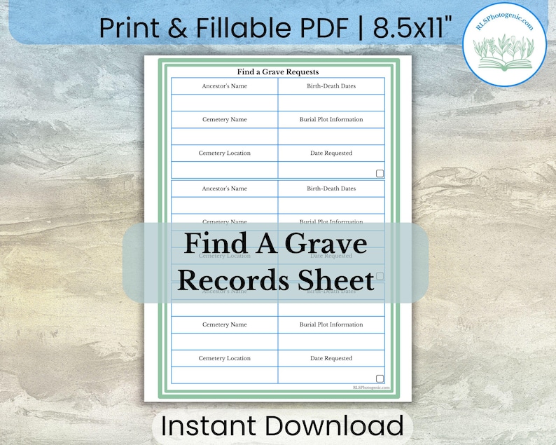 Find a Grave Requests Organizer | Cemetery Records | Family Tree ...