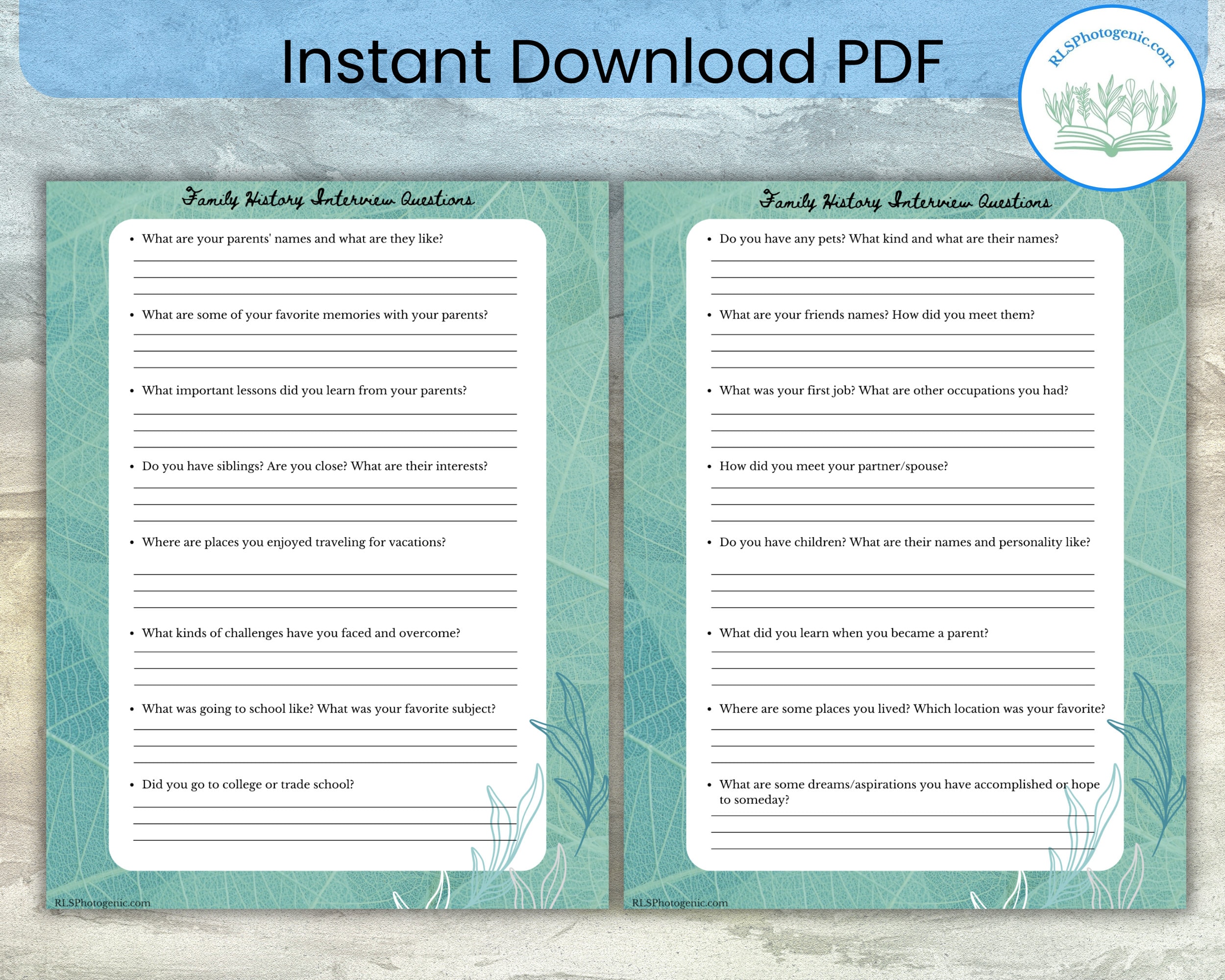 Family History Interview Questions | Ancestry Research Sheet | Family ...