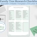 Family Tree Research Checklist Genealogy Printable Worksheet Ancestry ...