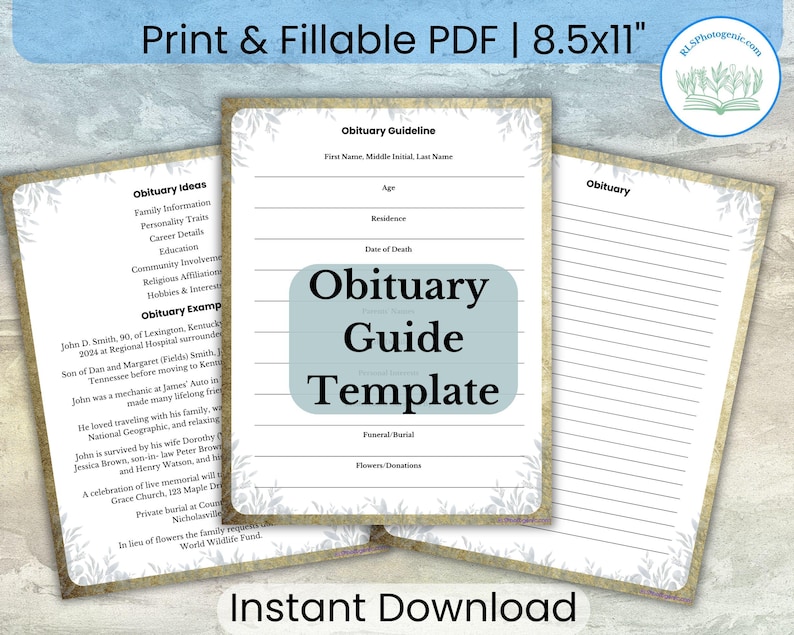 Printable Obituary Template | How to Write Obit Guide | Death Notice ...