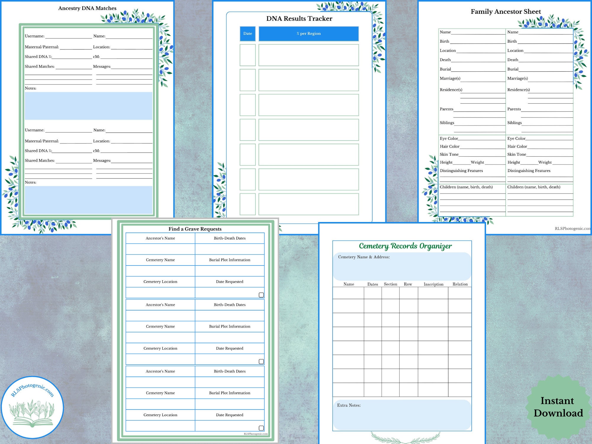 Family History Printable Sheets Family Tree Ancestry Forms Genealogy ...