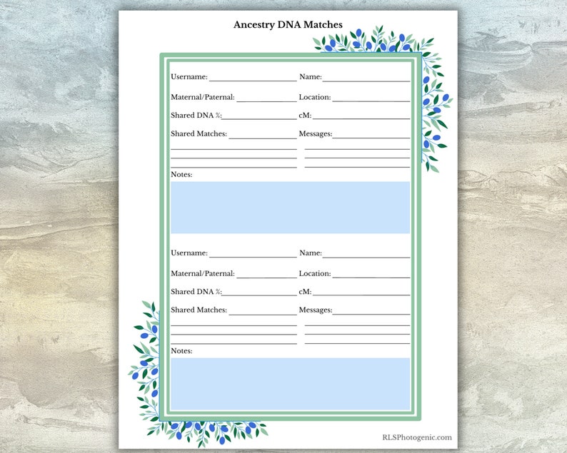 Ancestry DNA Matches Template | Family History Sheet | Genetic ...
