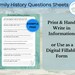 Family History Interview Questions | Ancestry Research Sheet | Family ...