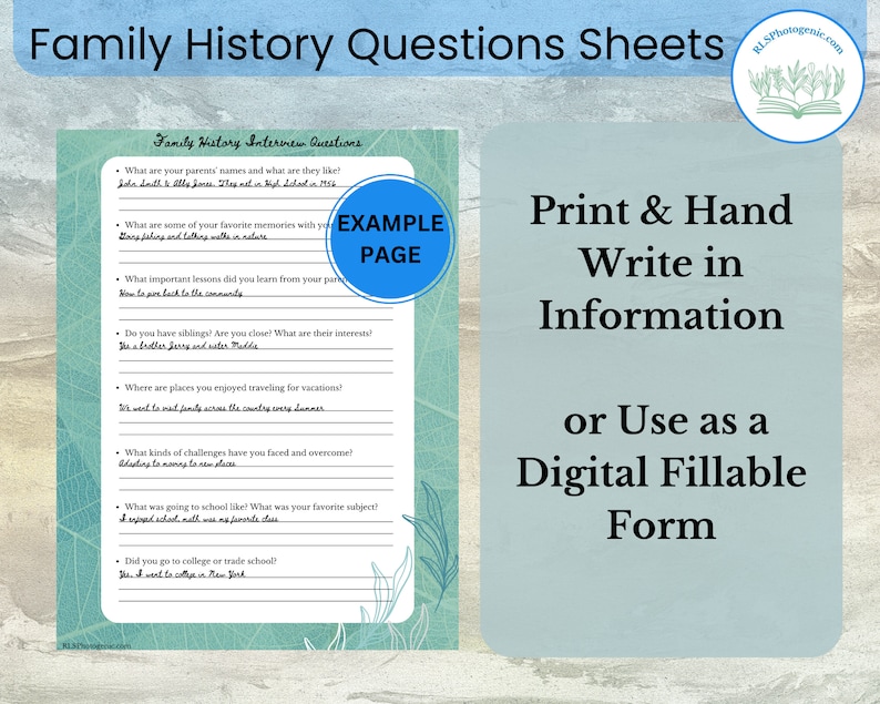 Family History Interview Questions | Ancestry Research Sheet | Family ...