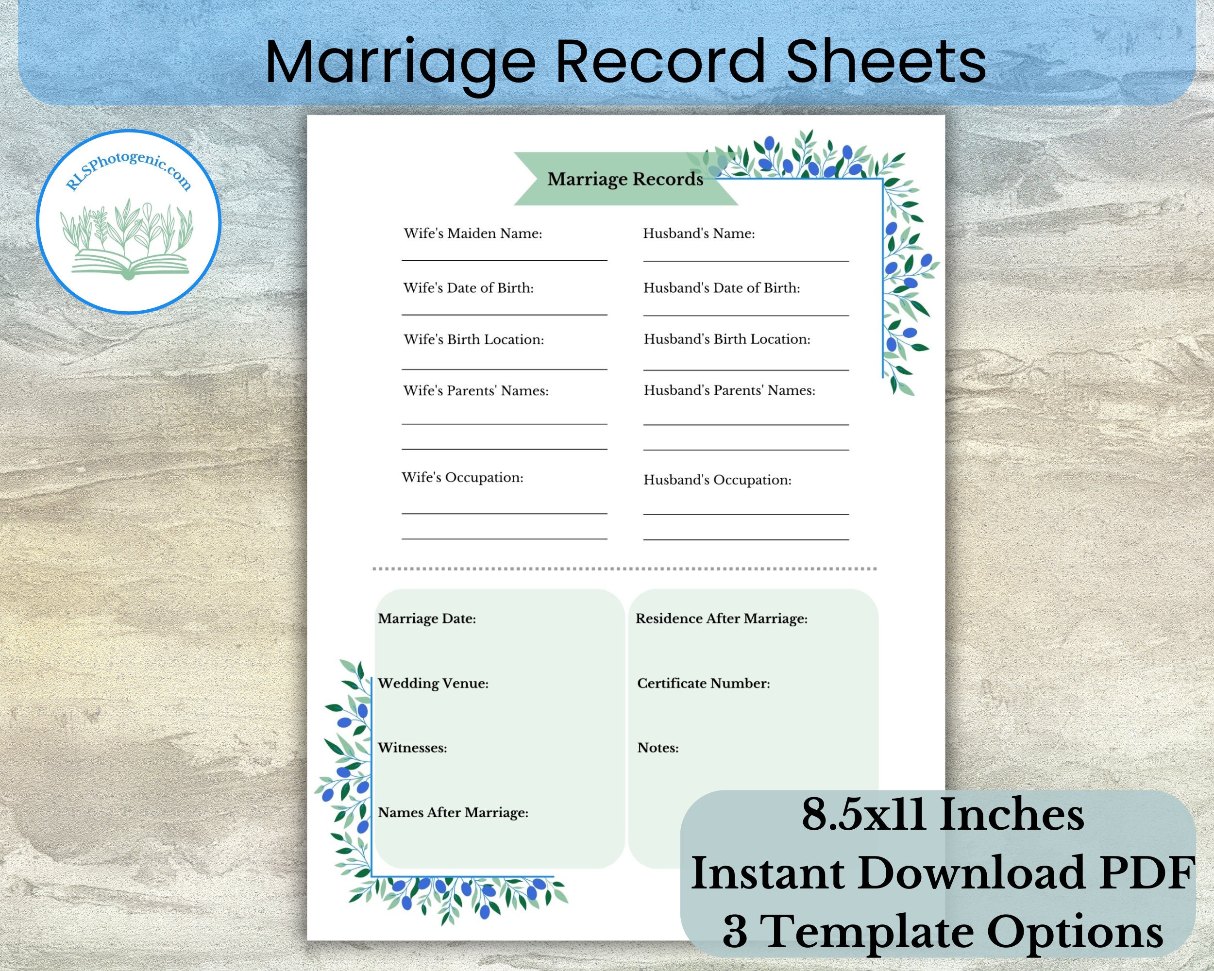 Marriage Records Printable Fillable Sheets | Family Tree | Ancestry ...