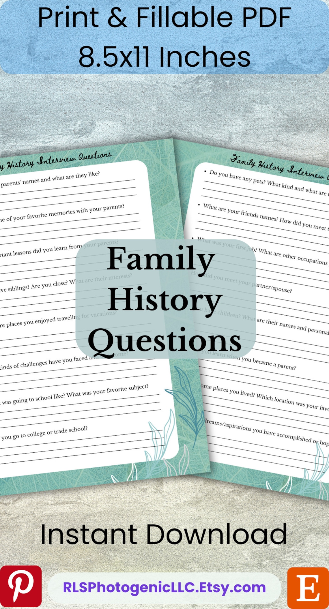 Family History Interview Questions | Ancestry Research Sheet | Family ...