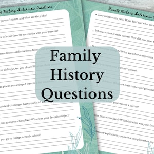 Family History Interview Questions | Ancestry Research Sheet | Family ...