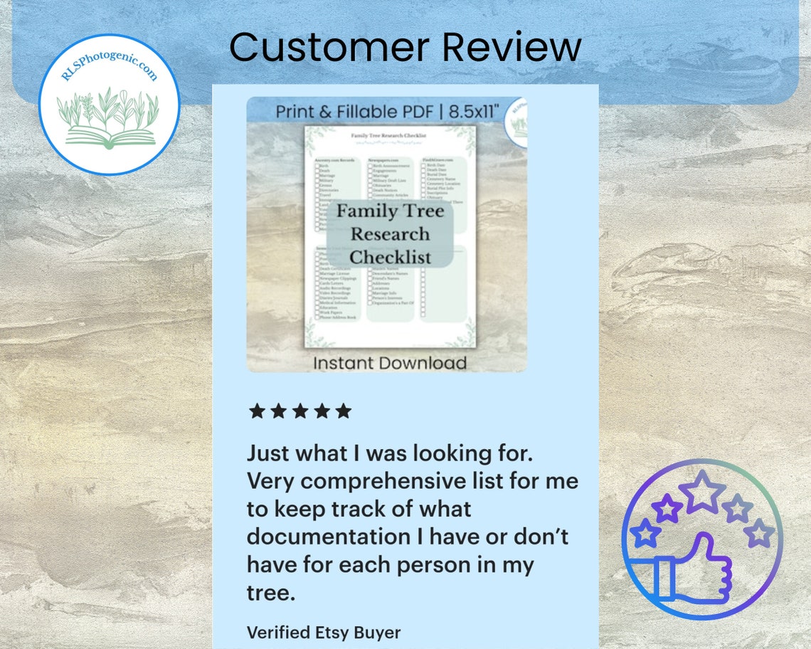 Family Tree Research Checklist | Genealogy Printable Worksheet ...