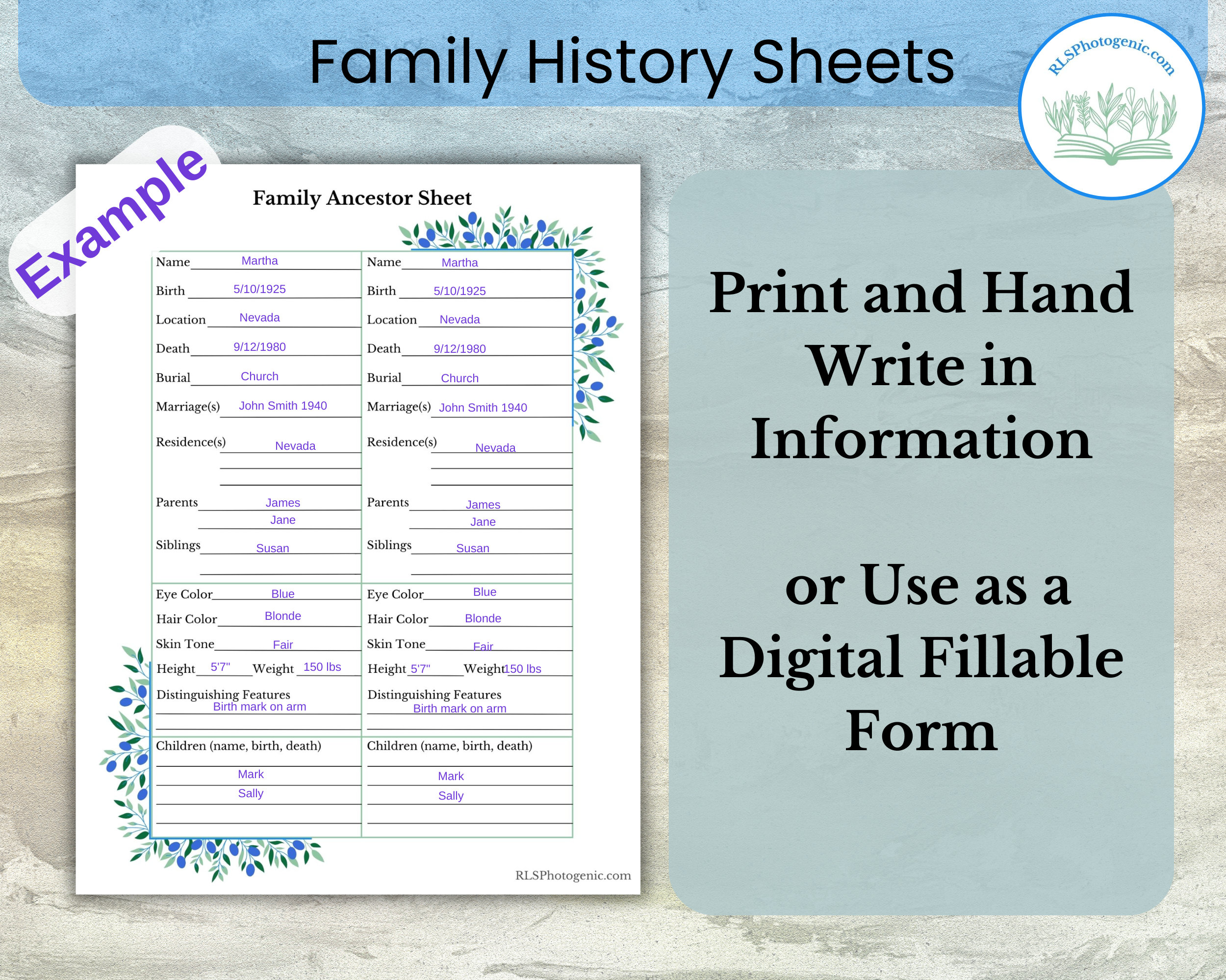 Family History Printable Sheets | Family Tree Ancestry Forms ...