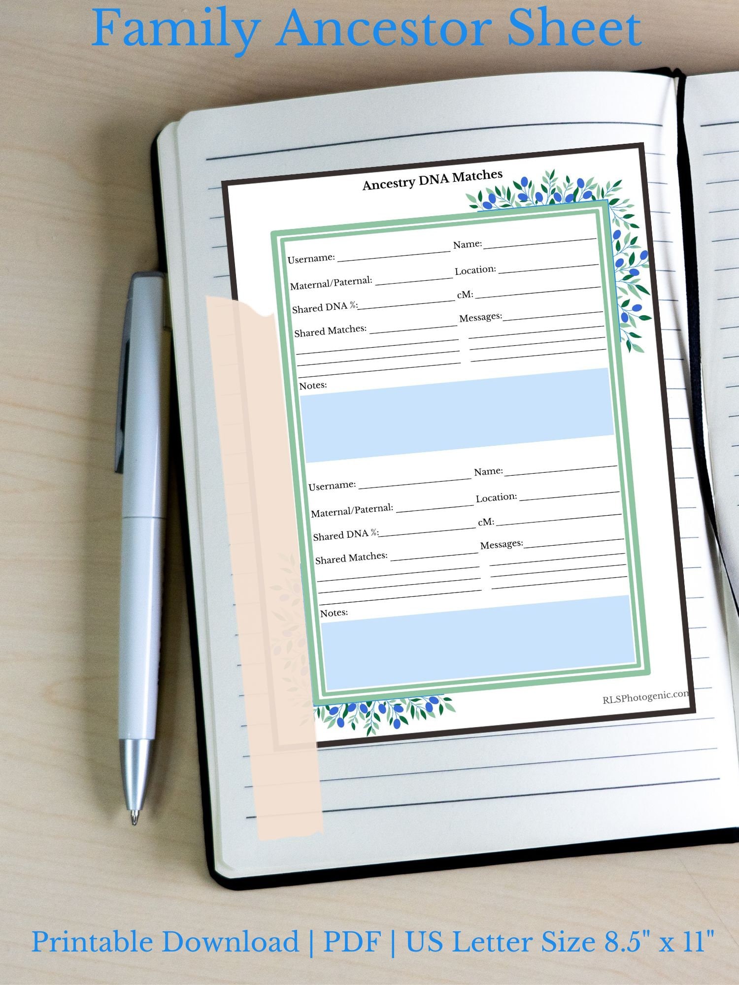 Ancestry DNA Matches Template Family History Sheet Genetic Genealogy ...