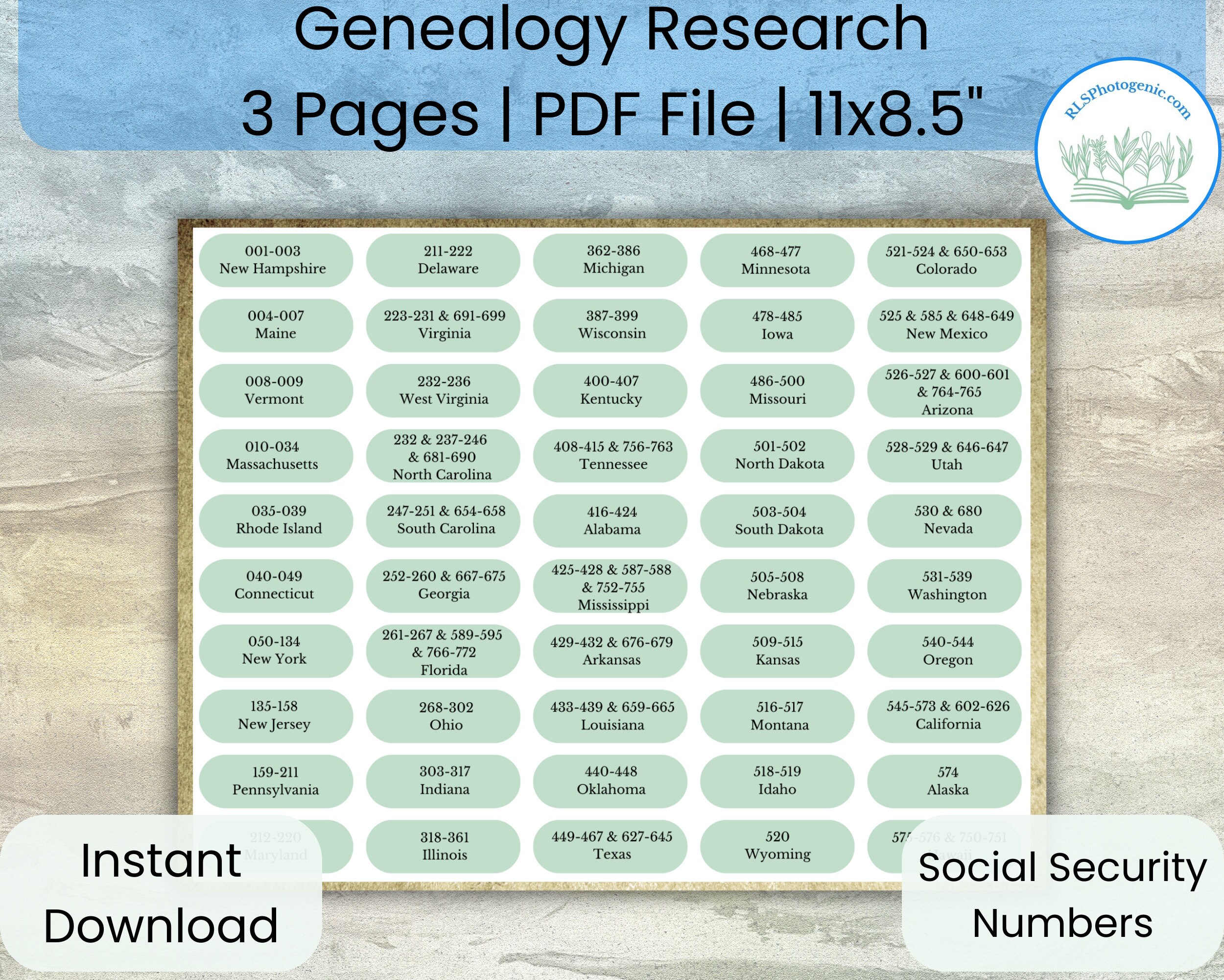 Social Security Numbers by State | Genealogy Family Tree Ancestry ...