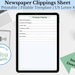 Newspaper Clippings Sheet | Articles Organizer | Fillable Printable ...