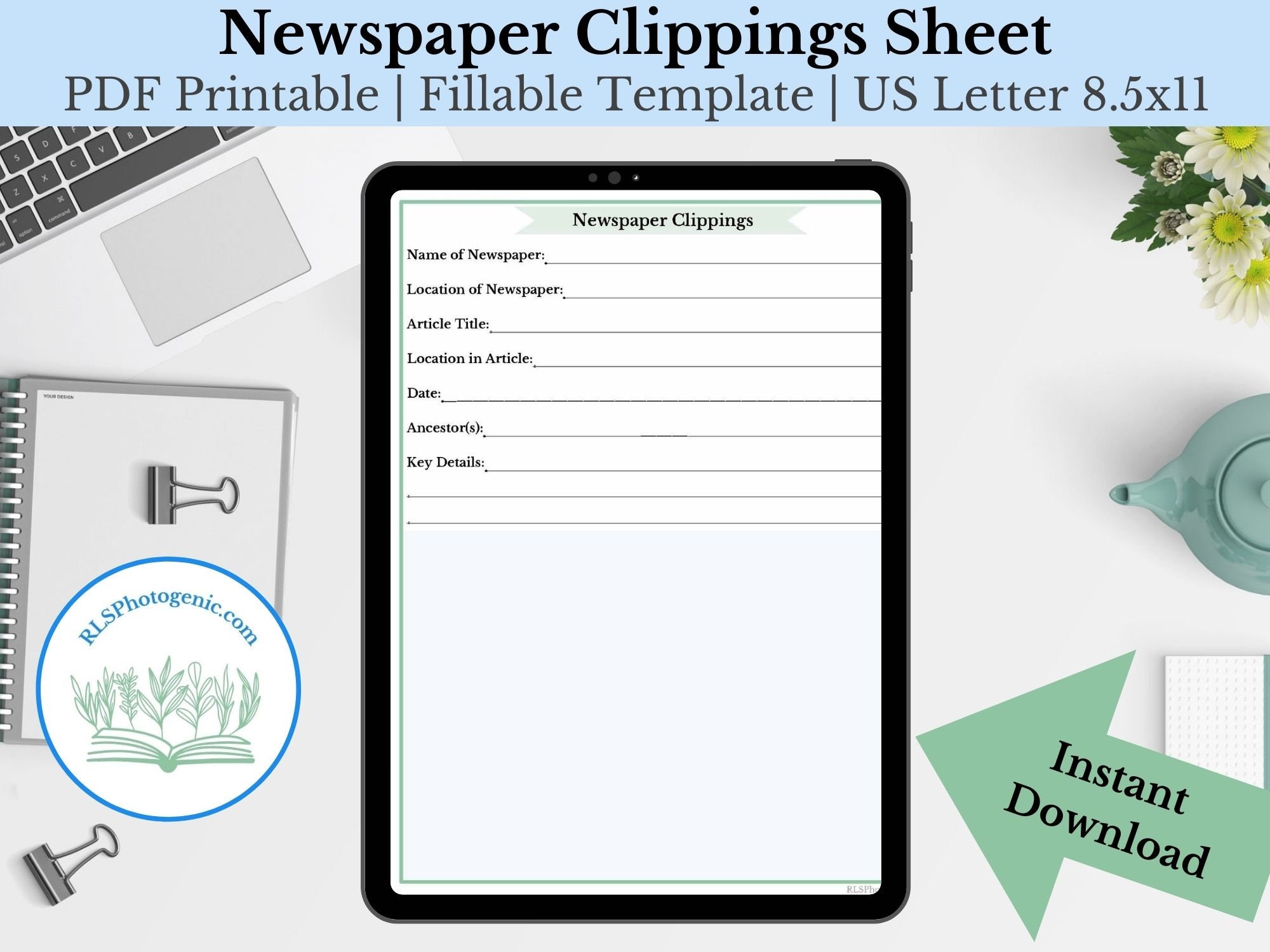 Newspaper Clippings Sheet | Articles Organizer | Fillable Printable ...