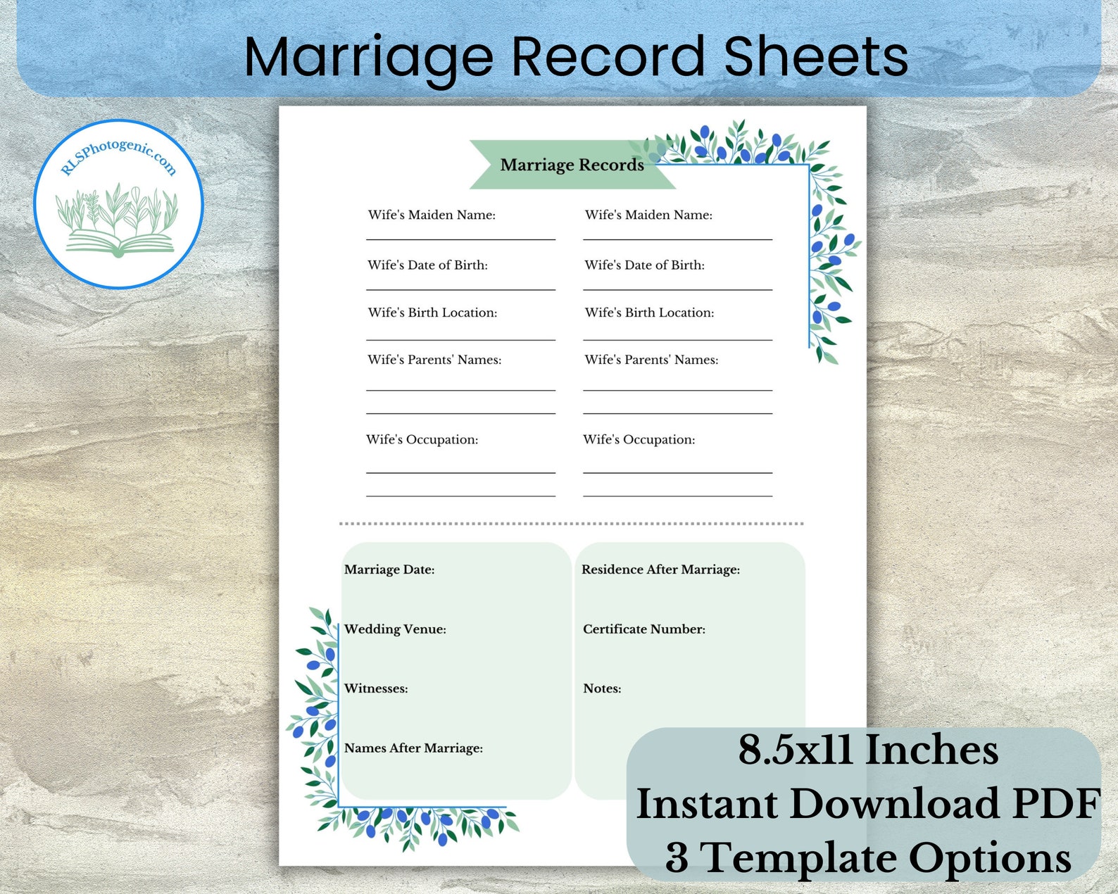Marriage Records Printable Fillable Sheets | Family Tree | Ancestry ...
